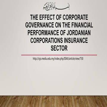 The Effect of Corporate Governance on the Financial Performance of Jordanian Corporations ...