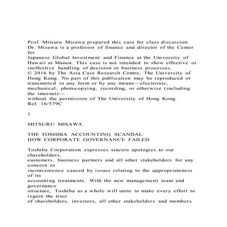 Prof. Mitsuru Misawa prepared this case for class discussion. | DOCX