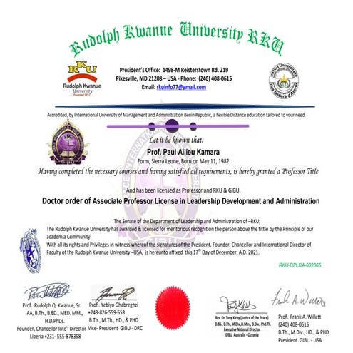 Prof. Paul Allieu Kamara Professorship Licence.pdf