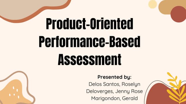 Chapter 5 product-oriented performance-based assessment | PPTX