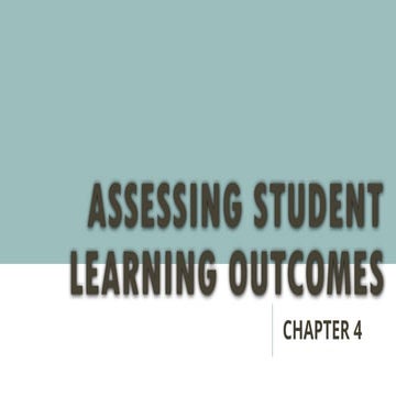Assessing student learning outcomes | PDF