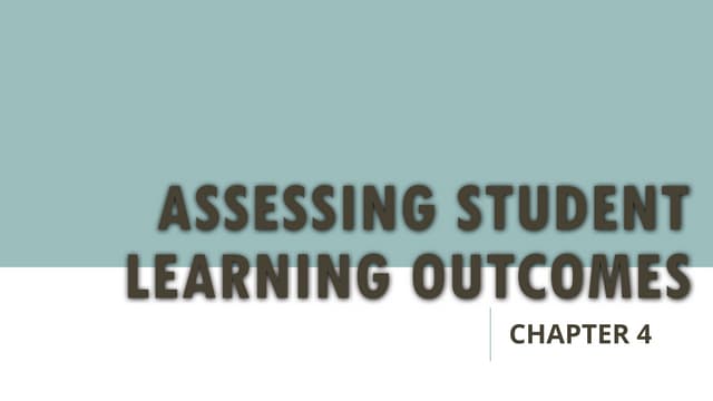 Assessing student learning outcomes | PDF