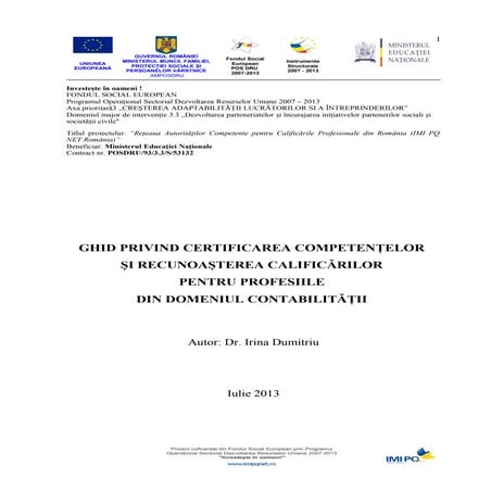 Profesii domeniul contabilitatii - Irina Dumitriu - Economic-financiar ...