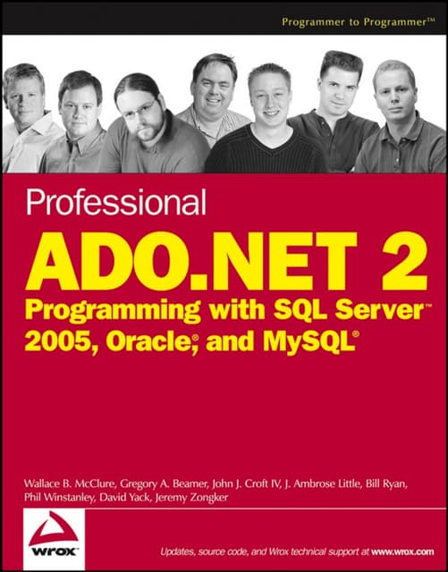 Professional Adonet 20 Programming With Sql Server 2005 Oracle And Mysql Wrox Pdf