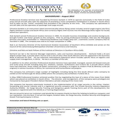 Professional Aviation Background 2012 | PDF