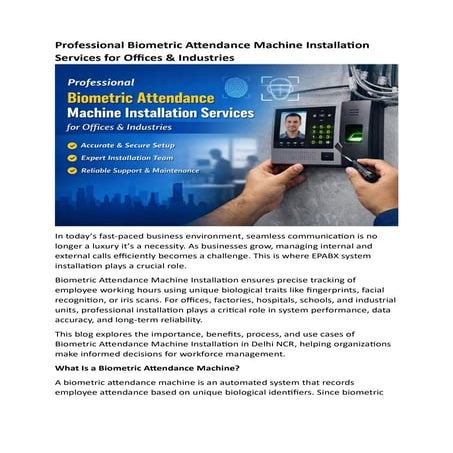Professional Biometric Attendance Machine Installation Services for ...