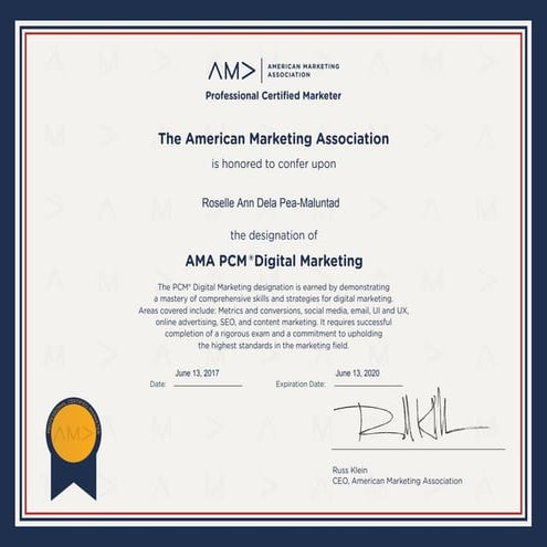 Professional Certified Marketer, Digital Marketing - Roselle Ann ...