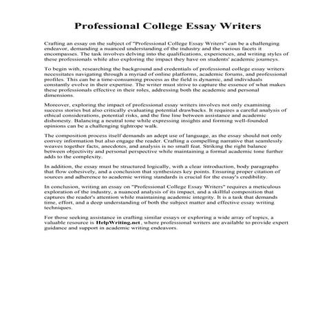 Professional Essay Writing. Whitman College | PDF