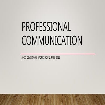 Professional communication workshop | PPT