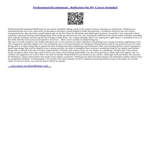 Professional Development . Reflection On My Career Included, | PDF ...