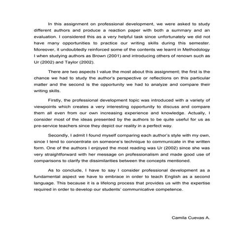 Professional development reflection | DOCX