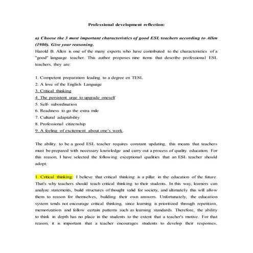 Professional development reflection | DOCX