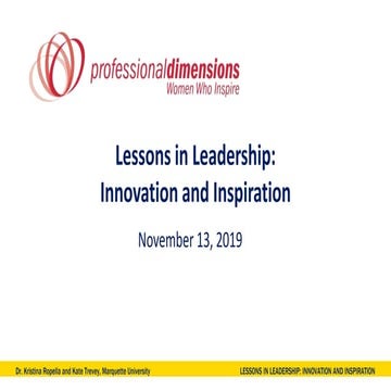 Lessons in Leadership: Innovation and Inspiration | PPTX