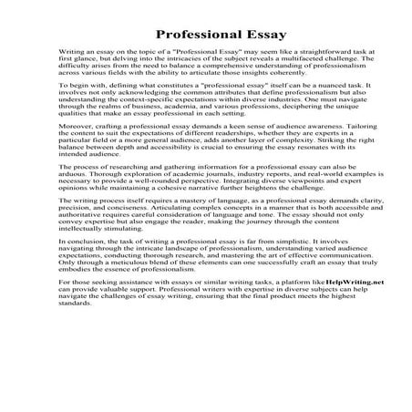 Professional Essay | PDF