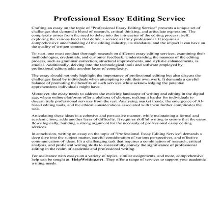 Professional Essay Editing Service | PDF