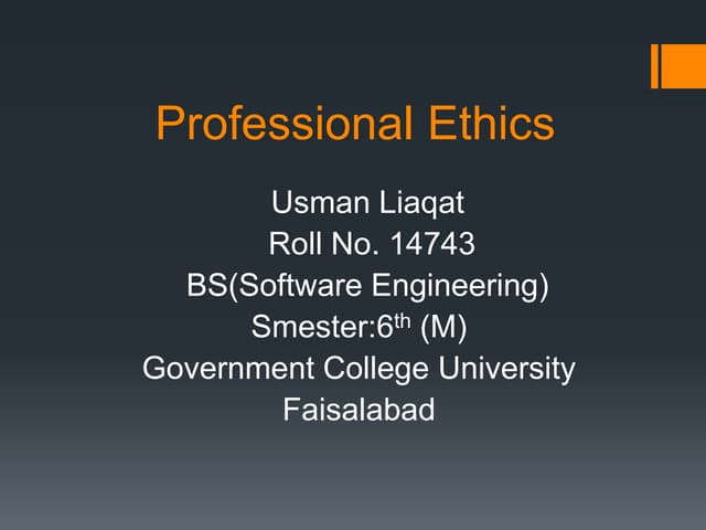 Professional code of Ethics | PPTX