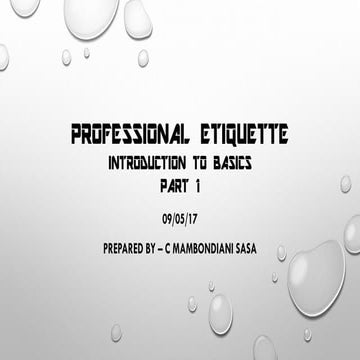 Professional Ettiquette- Introduction to Basics - Part 1 by Christine ...