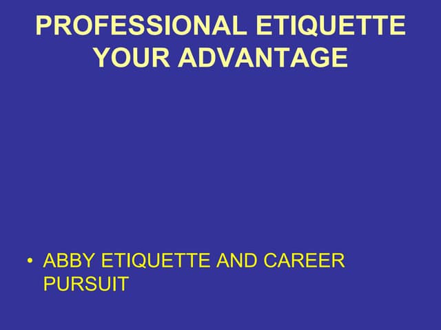 Professional etiquette | PPT
