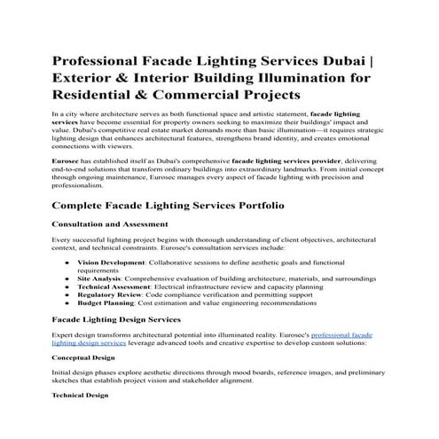 Professional Facade Lighting Services Dubai _ Exterior & Interior ...