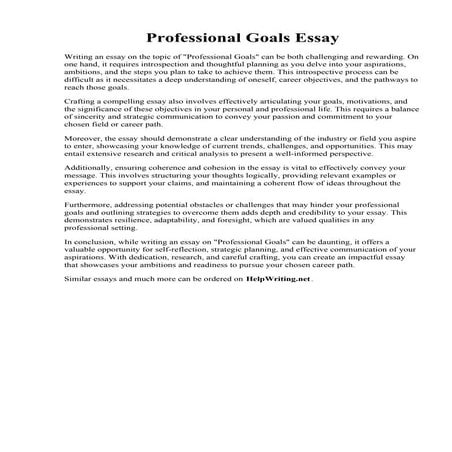 Professional Goals Essay | PDF