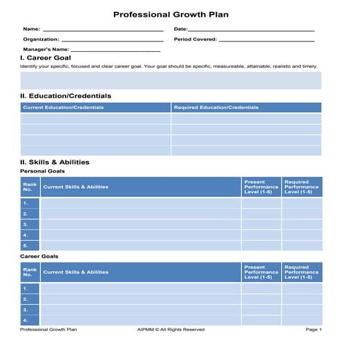 Professional Growth Plan Template - H. Del Castillo, AIPMM | DOCX
