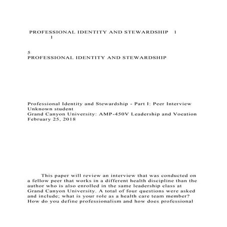 Professional Identity And Stewardship.docx