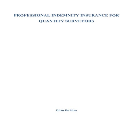 Professional indemnity insurance for quantity surveyors | PDF