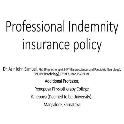 Professional Indemnity insurance policy (PIIP) | PPTX
