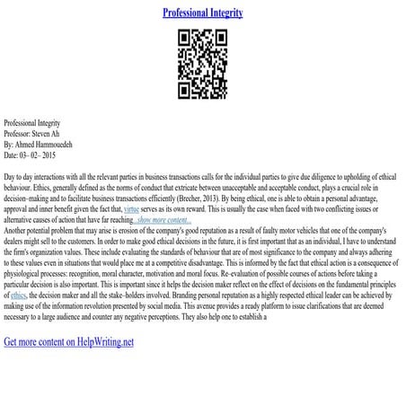 Professional Integrity | PDF