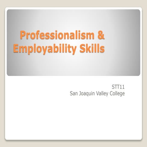 Professionalism and Employability Skills | PPT