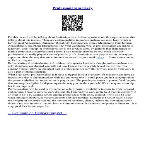 Professionalism Essay | PDF | Resume Writing and Advice | Job Search