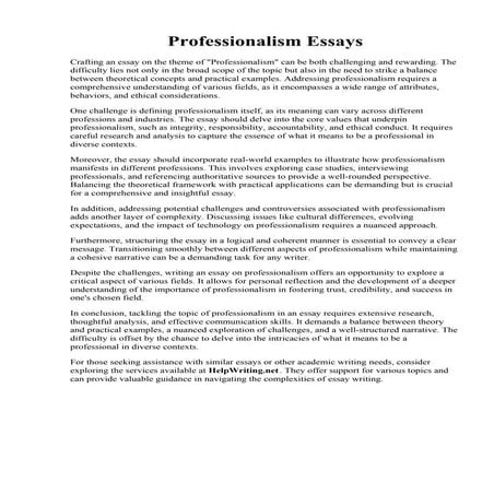 Professionalism Essays.pdf | Professional School | Postgraduate Education