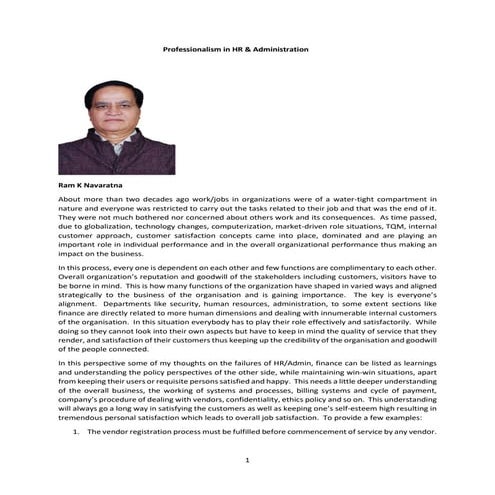 Professionalism in HR Function. Be Aware | PDF