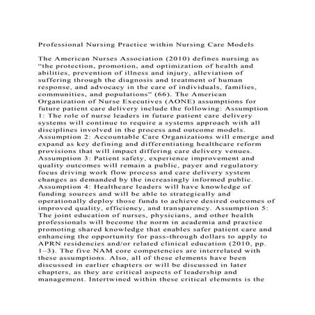Professional Nursing Practice within Nursing Care Models The A.docx