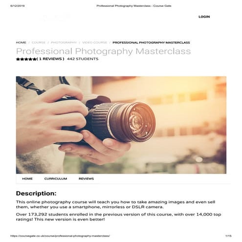 Professional Photography Masterclass - Course Gate | PDF