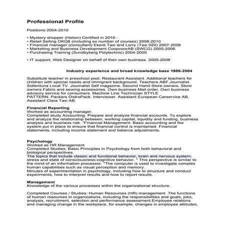 Professional profile | DOC | Business Administration | Business