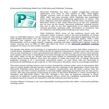 Professional Publishing Made Easy With Microsoft Publisher Training