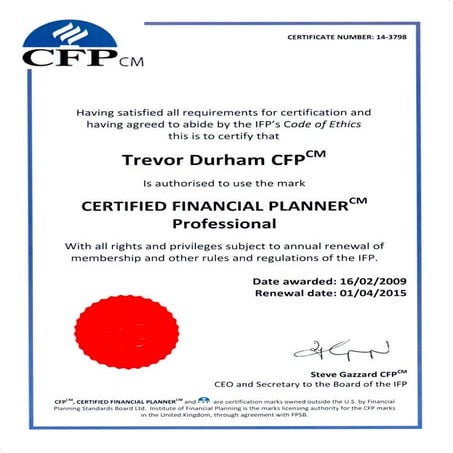 Certified Financial Planner certificate | PDF