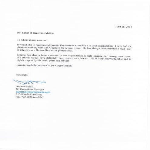 Professional reference letter Andrew Krafft | PDF