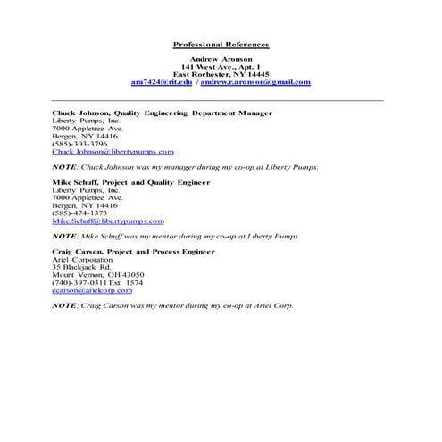 Professional references | PDF