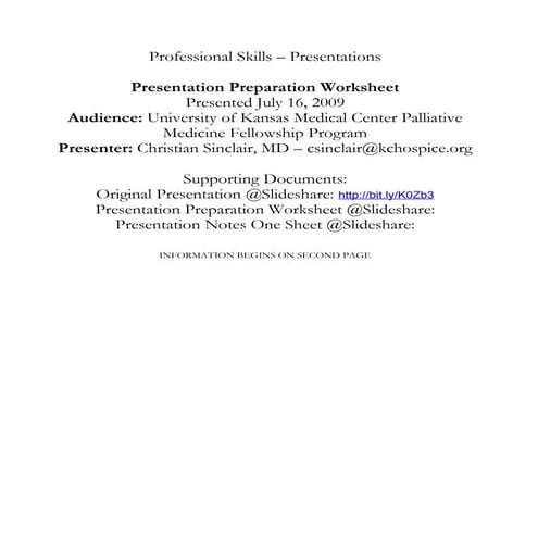 Presentation Preparation Worksheet | DOC