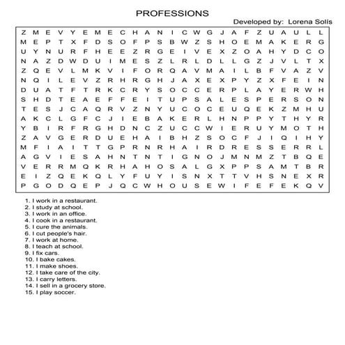 Professions wordsearch | PDF