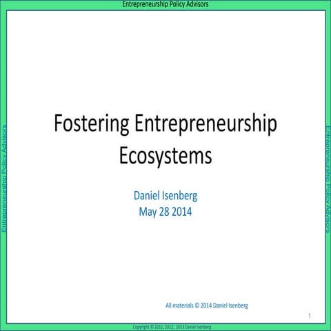 Professor Daniel Isenberg, Babson Executive Education (Open Innovation ...