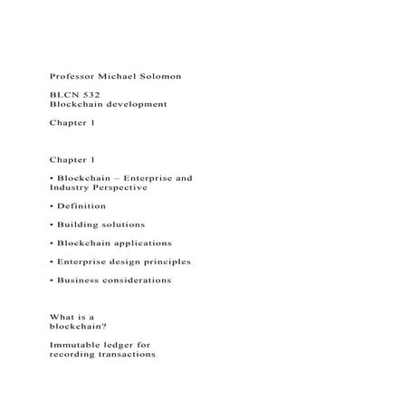 Professor michael solomon blcn 532blockchain development | DOCX