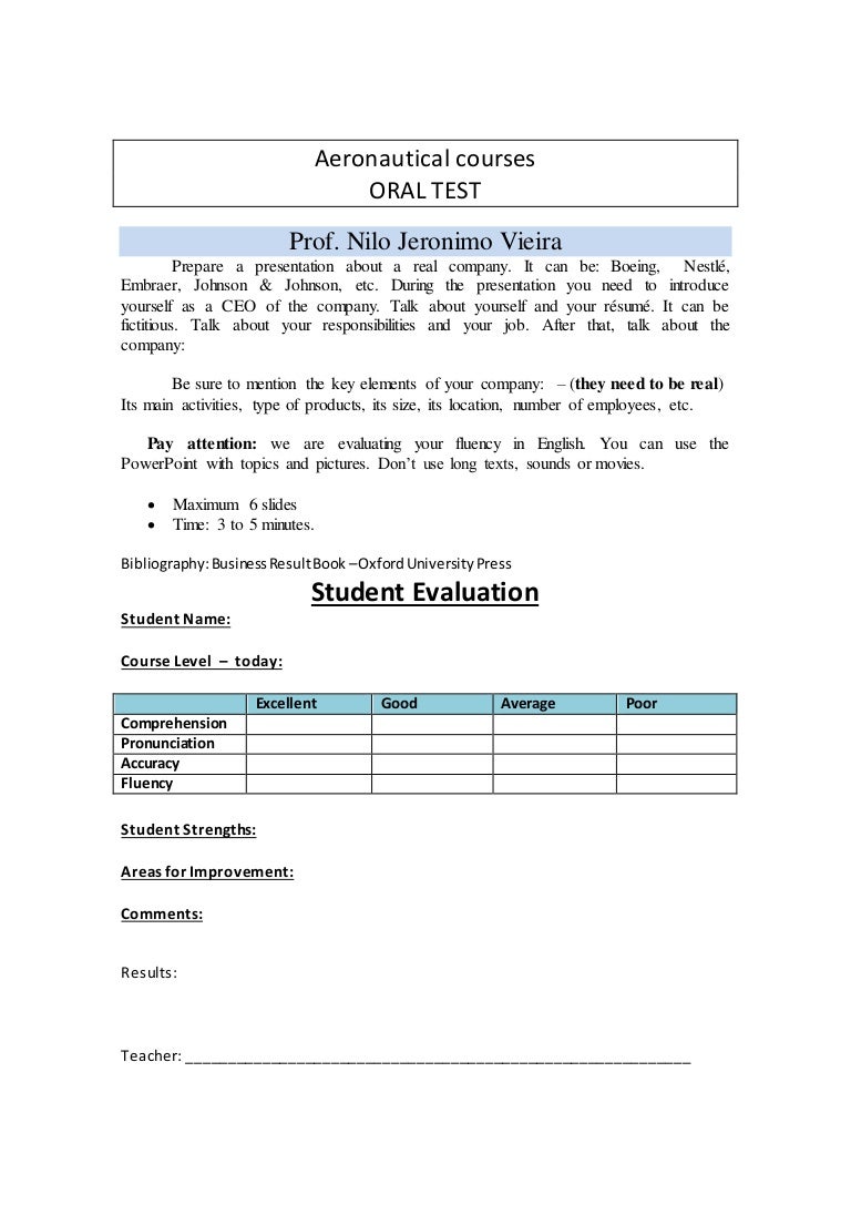 Proficiency Exam For Students Oral Test Proficiency Exam For Students Oral Test