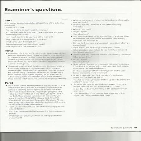 Proficiency speaking test, questions and tips (the 3 parts) | PDF