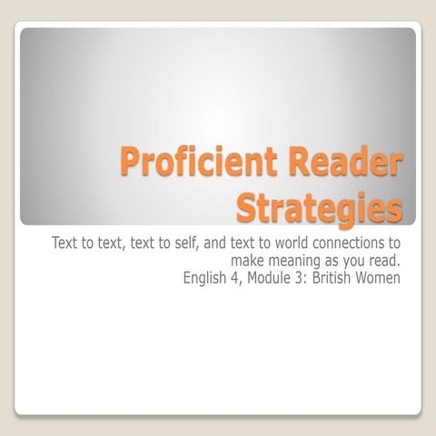 Proficient reader strategies E4 Mod 3 | PPT