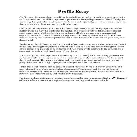 Profile Essay. 024 Profile Essay On Person Example Writing Essays Outline Examples Of ... | PDF