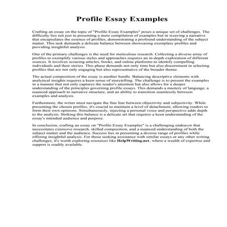 Profile Essay Examples. Coquitlam College | PDF