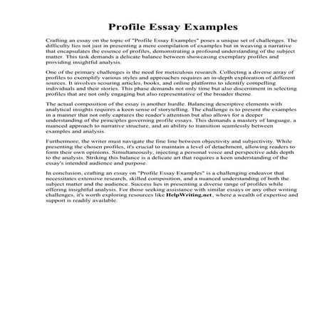 Profile Essay Examples | PDF